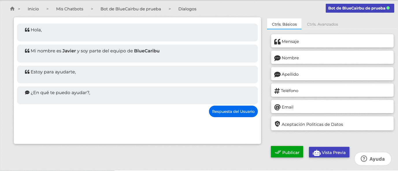 Elemento Mensaje de texto – Centro de Ayuda BlueCaribu